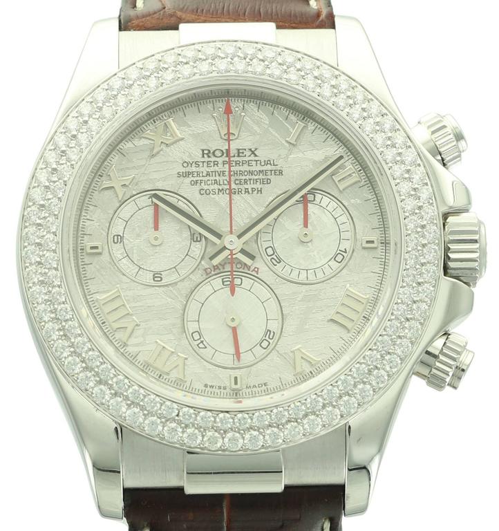 Rolex White Gold Diamond Daytona Meteorite Dial Wristwatch Ref ...