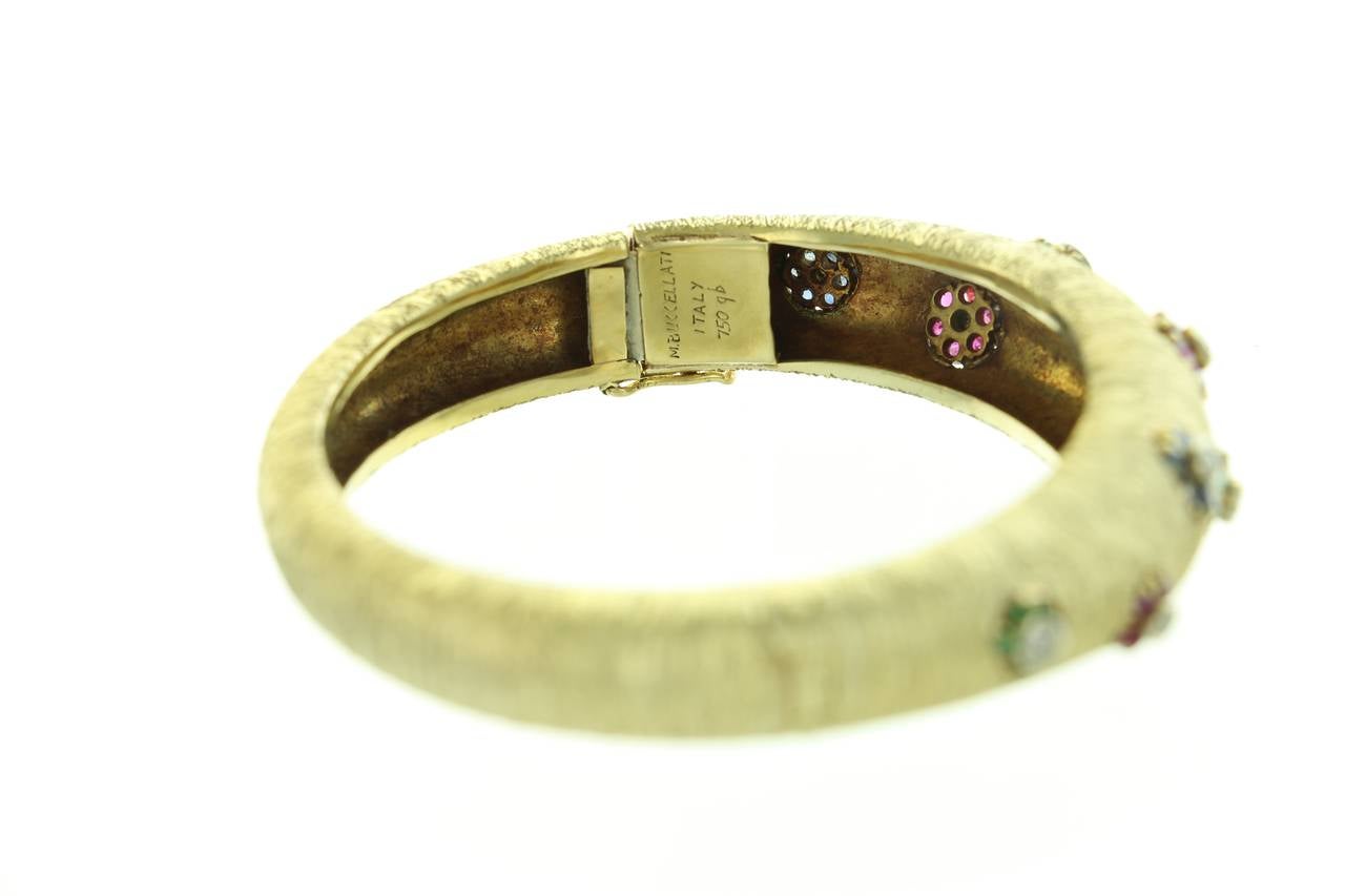 1960s Buccellati Ruby Sapphire Emerald Diamond Gold Bangle For Sale at ...