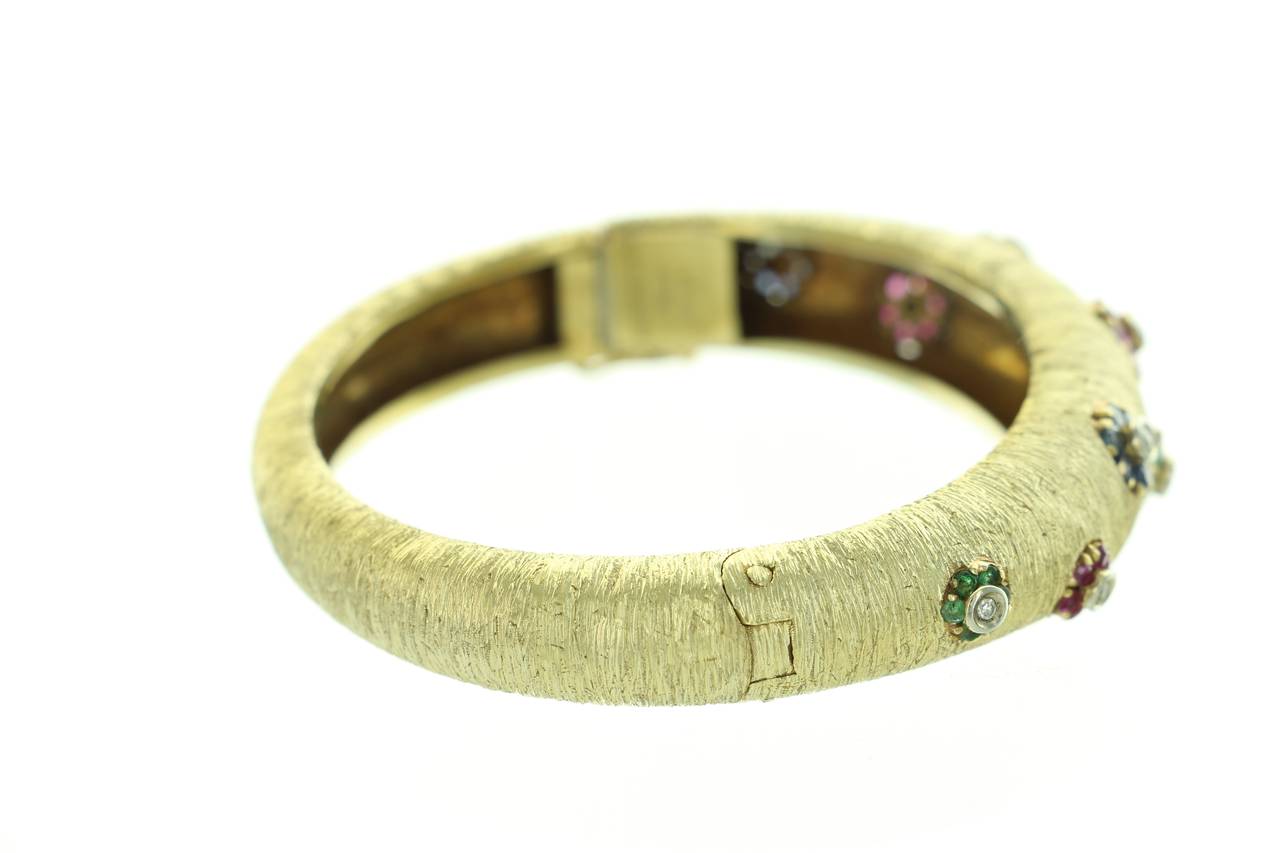 1960s Buccellati Ruby Sapphire Emerald Diamond Gold Bangle For Sale at ...