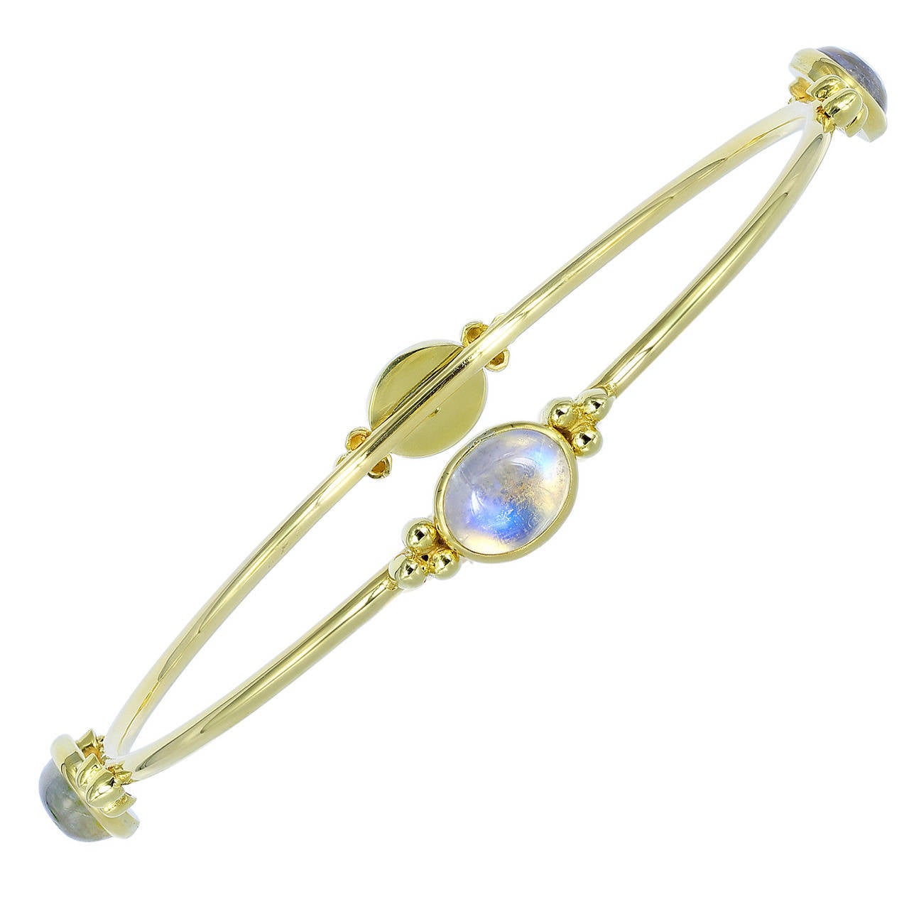 Moonstone and Gold Bangle Bracelet For Sale at 1stDibs