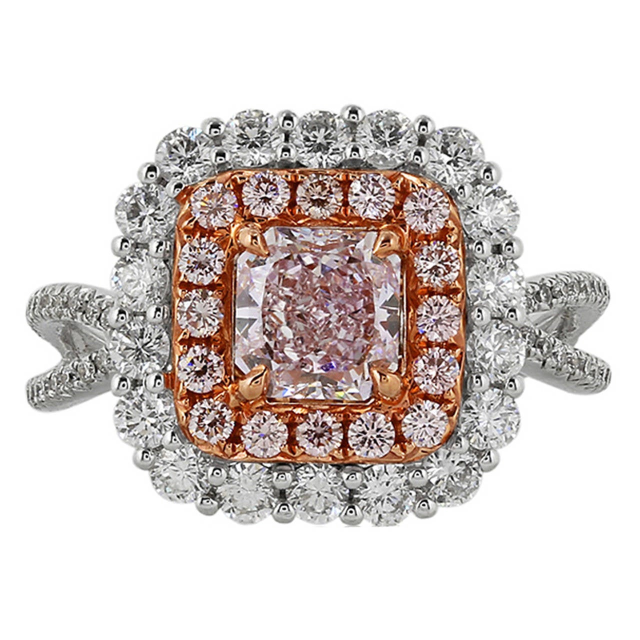 Fancy Light Pink Diamond Gold Cluster Ring at 1stDibs