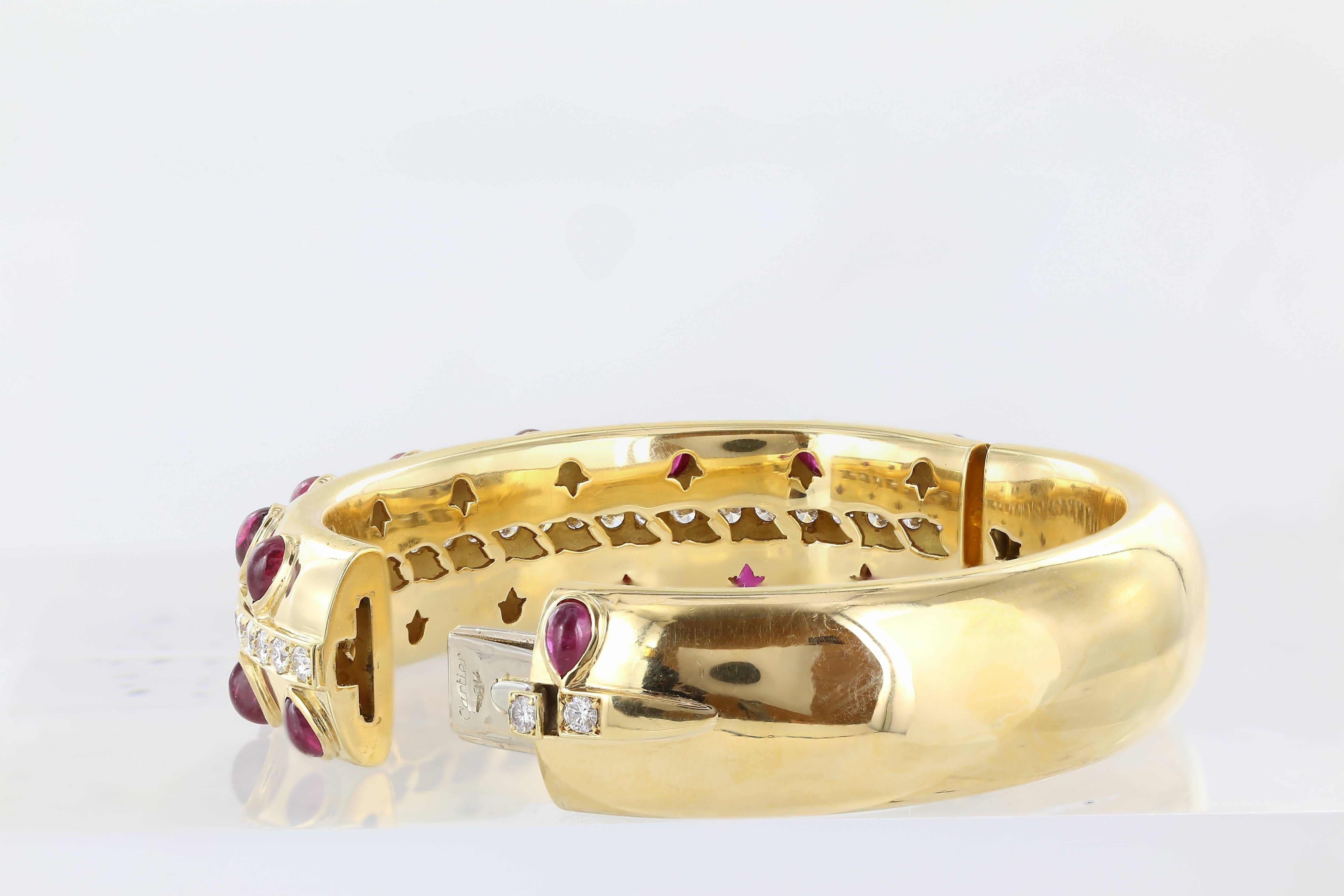 Cartier Ruby Diamond Bangle at 1stDibs