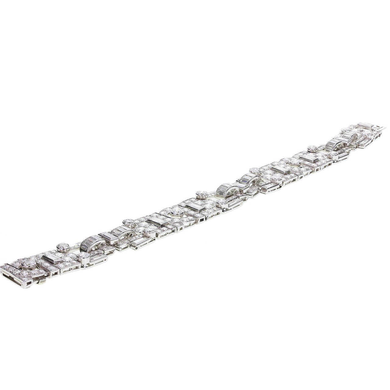 Garrard Art Deco Diamond Platinum Panel Bracelet at 1stDibs