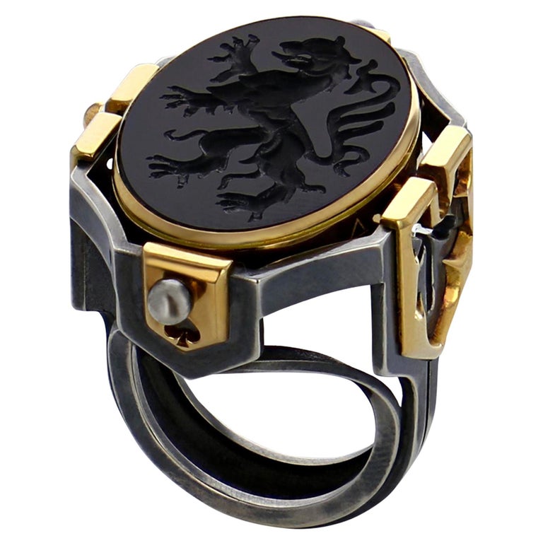 Bague TERRE en or jaune 18 carats et argent vieilli par Elie Top En ...