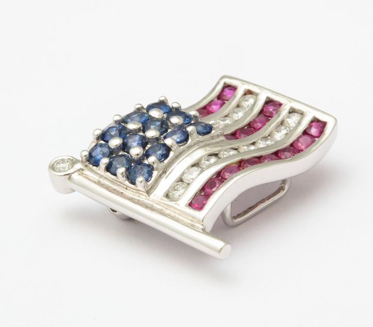 Diamond Sapphire Ruby American Flag Lapel Pin at 1stDibs | diamond ...