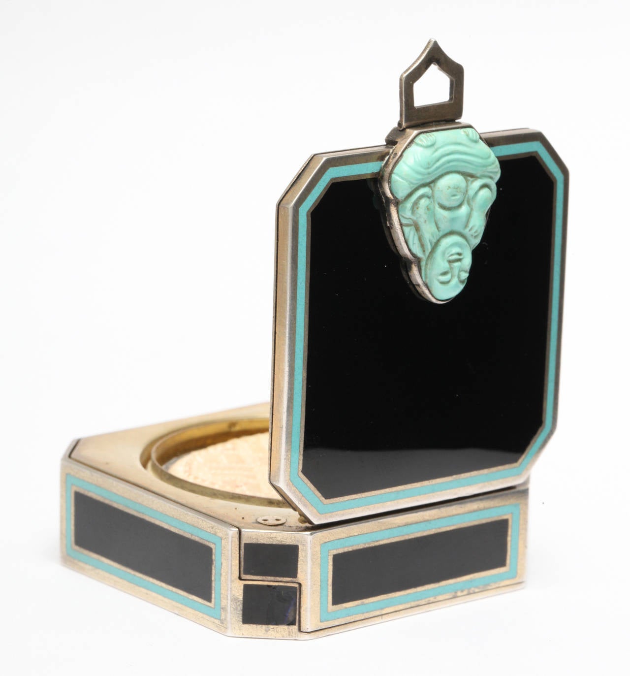 1920s Tiffany and Co. France Art Deco Enameled Sterling Silver Compact ...