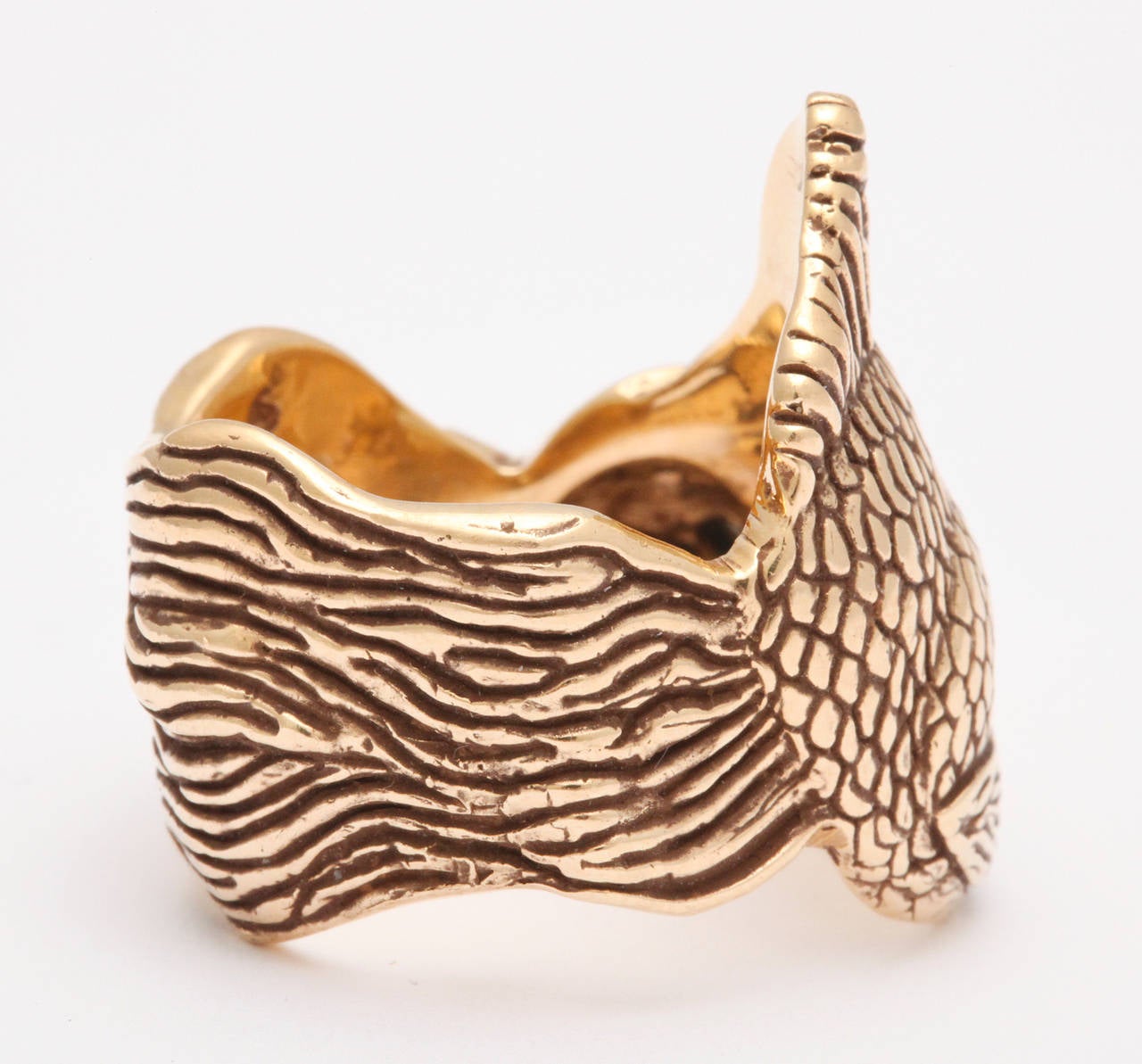 1990s Diamond Gold Fantail Goldfish Ring at 1stDibs