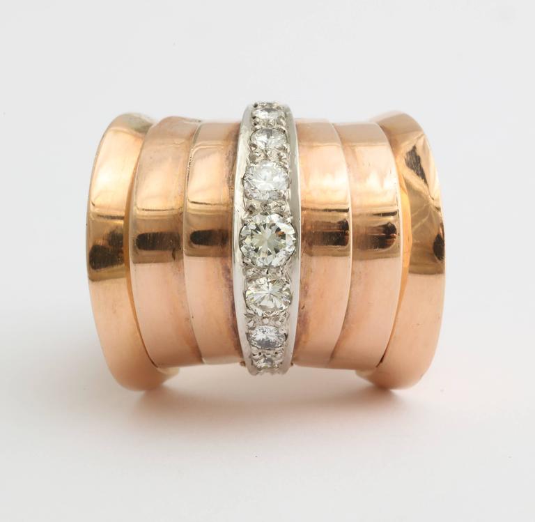 Retro Diamond Yellow Gold Watch Ring at 1stDibs