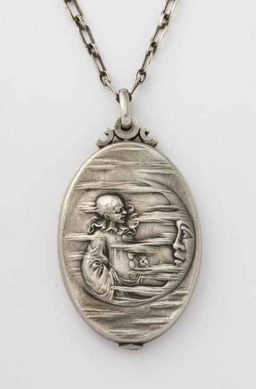 Art Nouveau Pierrot Lunaire Silver Pendant at 1stDibs