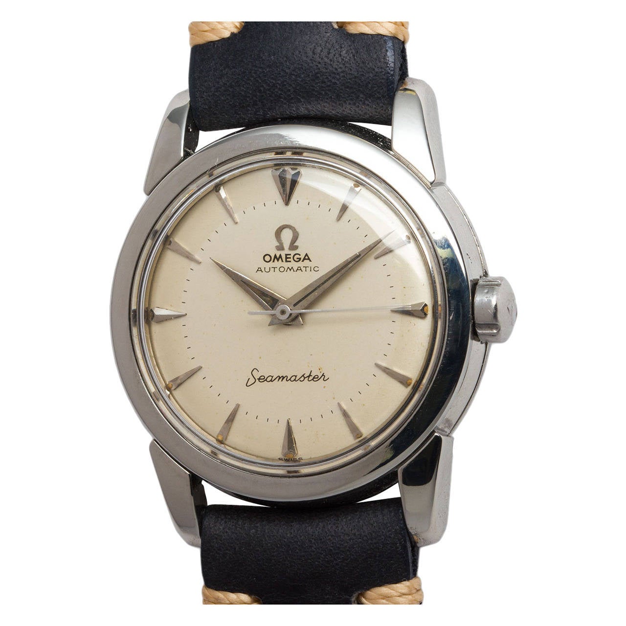 Omega Stainless Steel Seamaster Wristwatch circa 1950s at 1stDibs