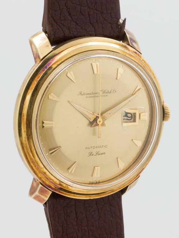 IWC Yellow Gold Automatic De Luxe Wristwatch For Sale at 1stDibs | iwc ...