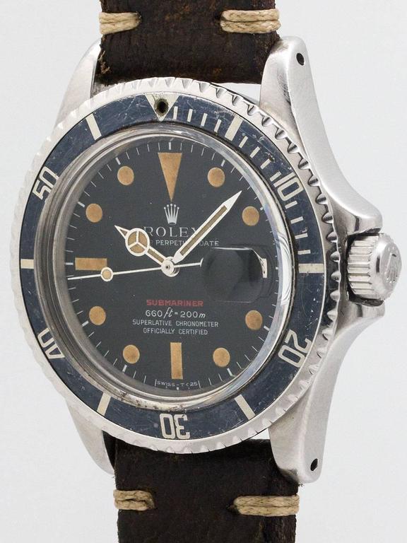 Rolex Stainless Steel Ghost Bezel Red Submariner Wristwatch Ref 1680 at ...