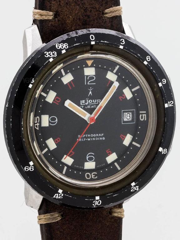 Le Jour Stainless Steel Depthograf Diver’s Wristwatch 1960s For Sale at ...