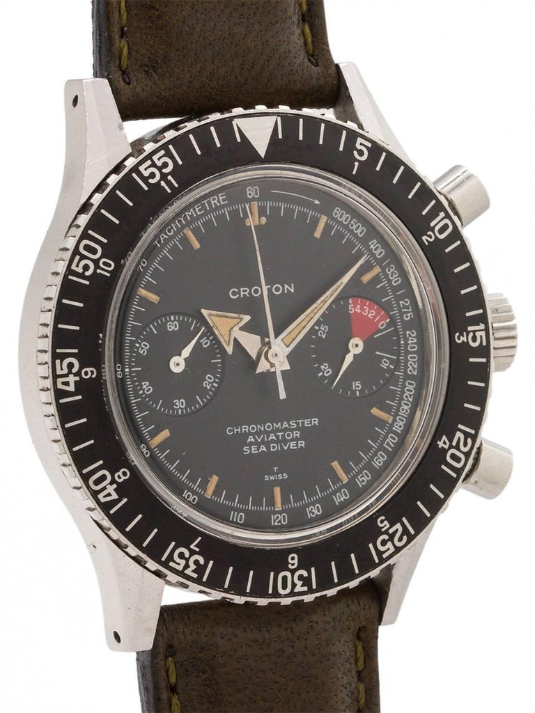 Croton Stainless Steel Chronomaster Aviator Diver Chronograph Manual ...
