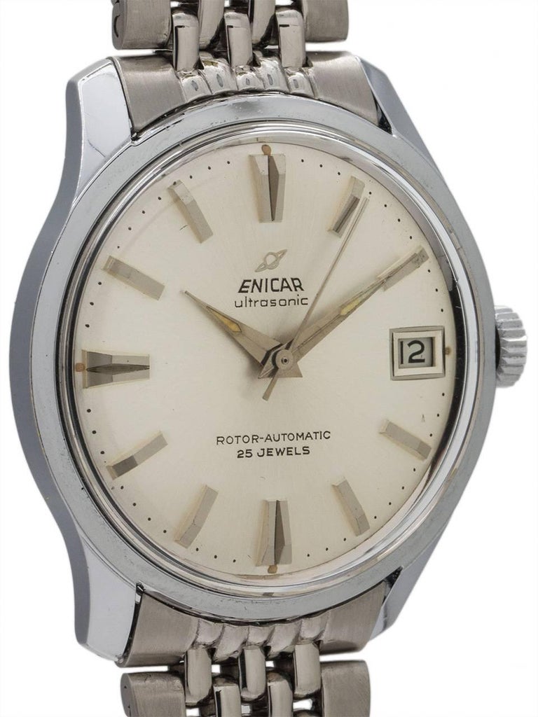 Enicar stainless steel Ultrasonic Self Winding Wristwatch, circa 1960s ...