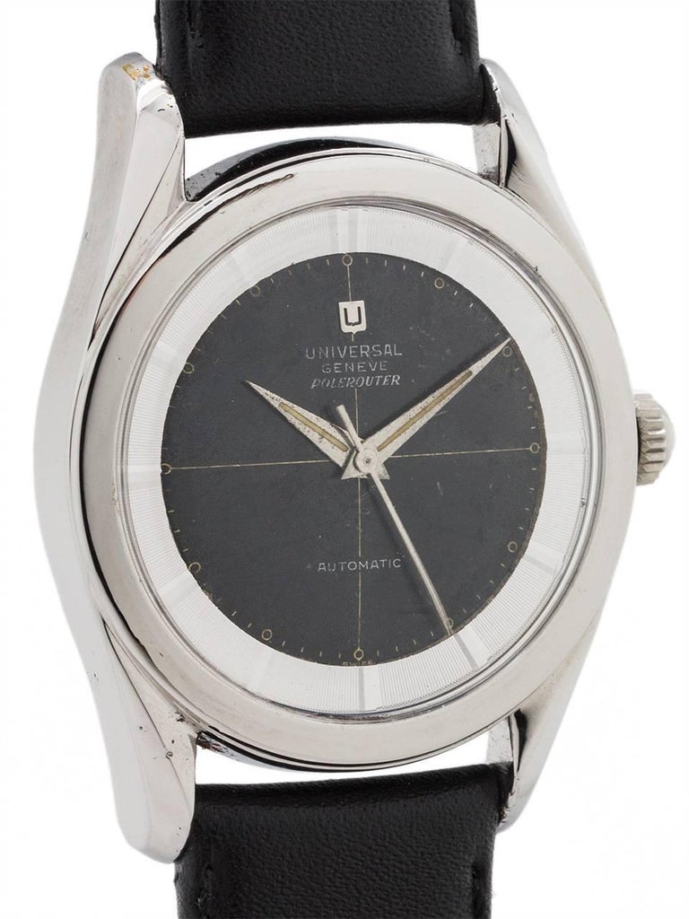 Universal stainless Steel Geneve Polerouter Black Dial Automatic ...