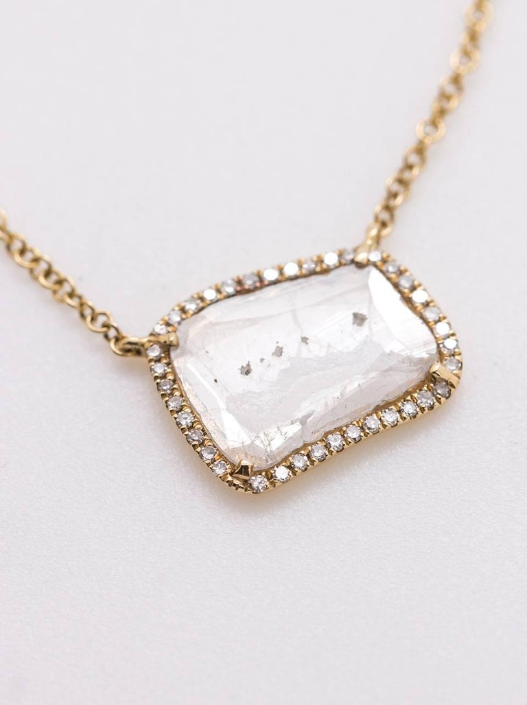 Modern Diamond Slice Pave 14K YG Pendant Necklace 0.66ct For Sale at ...