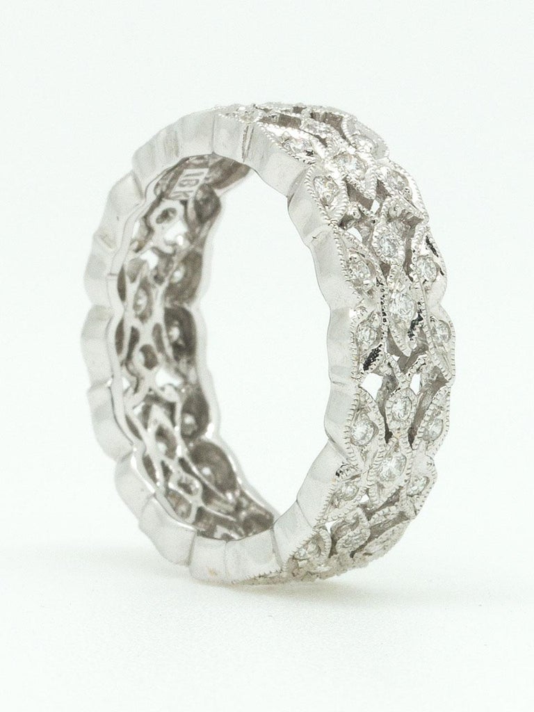 Vintage Style 18 Karat Gold Wide Diamond Eternity Band 0.38 Carat ...