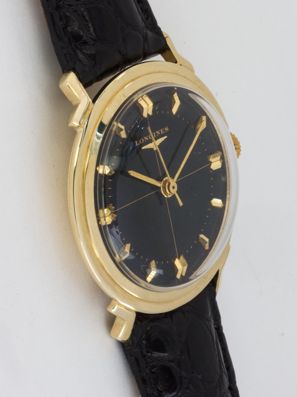 Longines Yellow Gold Automatic Dress Model Wristwatch at 1stDibs
