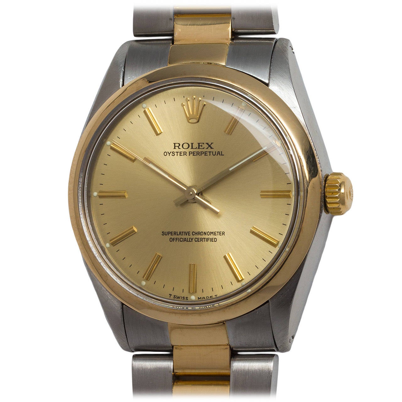Rolex Yellow Gold Stainless Steel Oyster Perpetual Wristwatch Ref 1005 ...