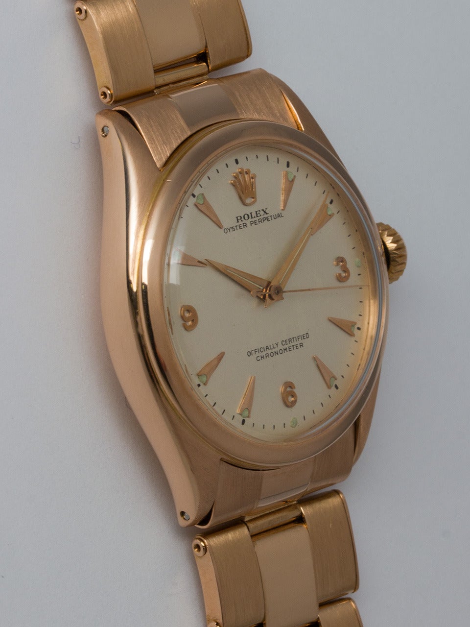 Rolex Rose Gold Oyster Perpetual Wristwatch Ref 6084 at 1stDibs