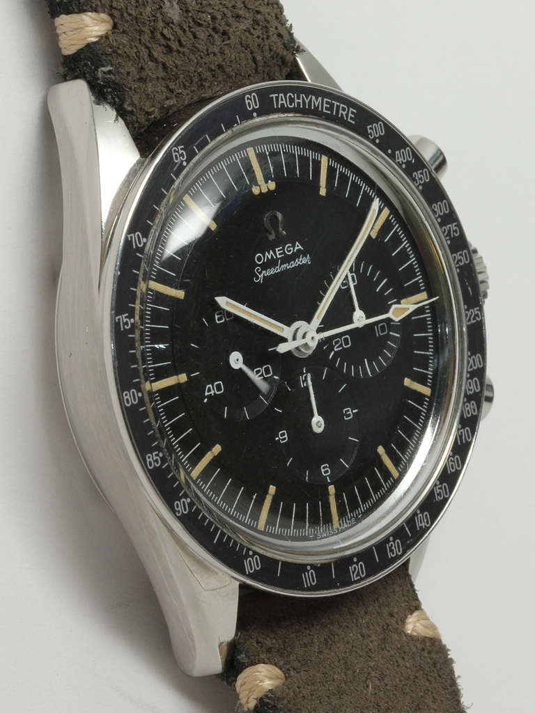 Omega Stainless Steel Early Speedmaster Wristwatch circa 1961 at 1stDibs