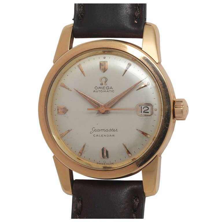 Omega Rose Gold Seamaster Automatic Wristwatch circa 1960s at 1stDibs