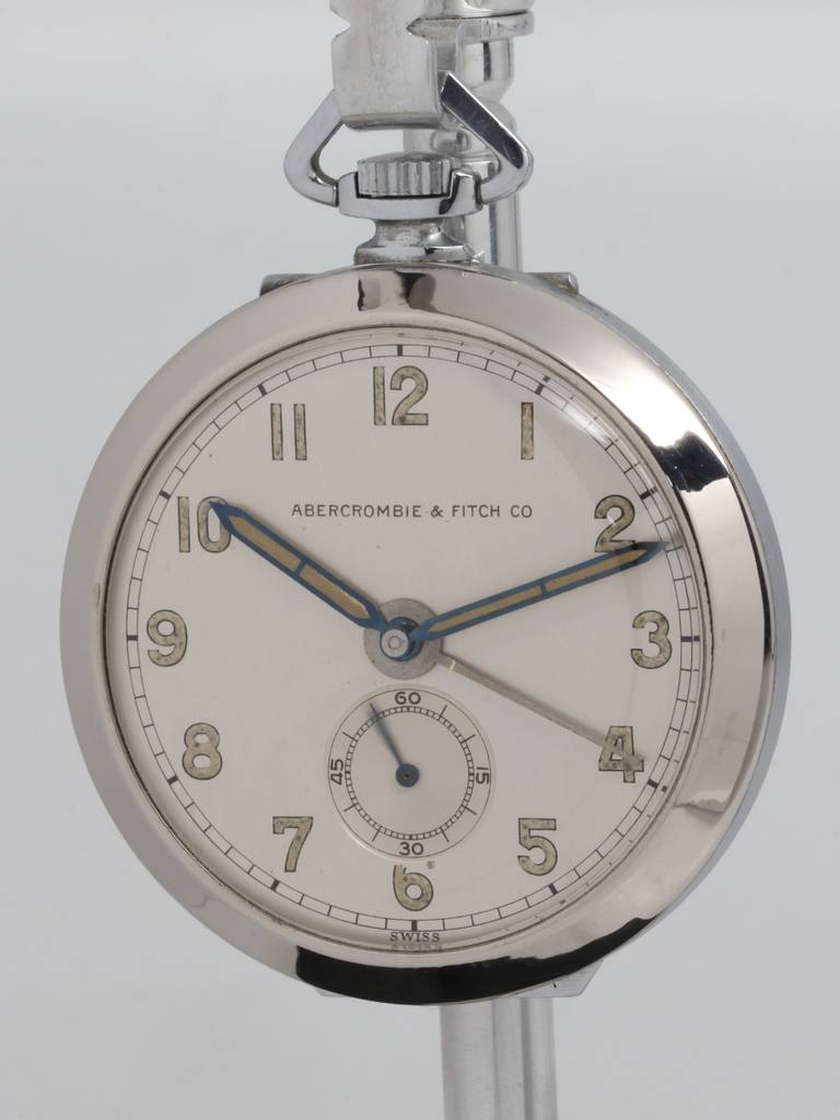 Abercrombie and Fitch Co Travel Alarm Pocket Watch, circa 1950's at 1stDibs