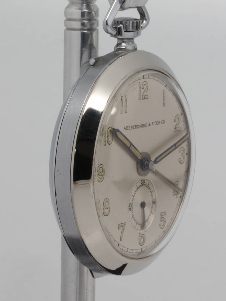 Abercrombie and Fitch Co Travel Alarm Pocket Watch, circa 1950's at 1stDibs