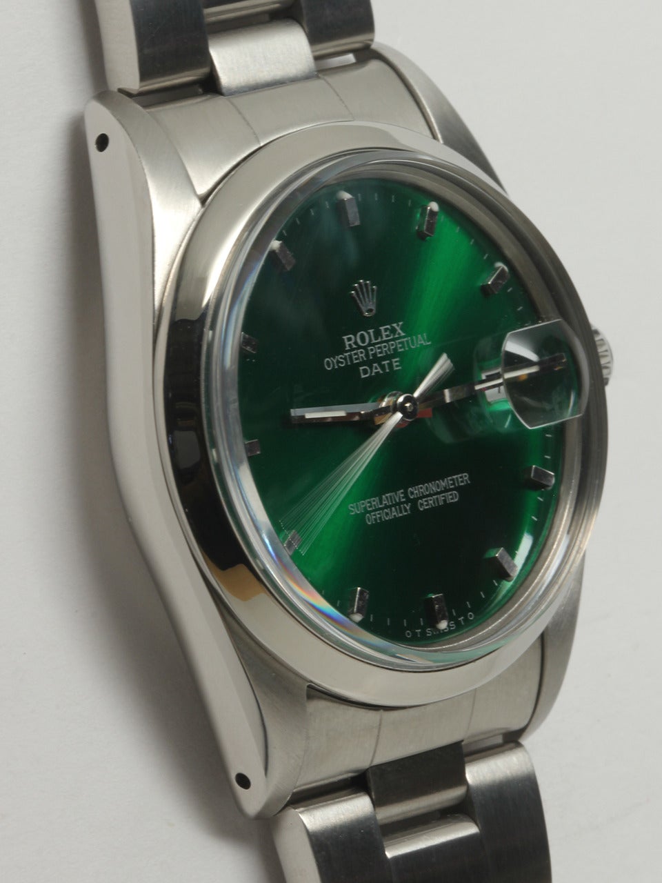 Rolex Stainless Steel Date Wristwatch Ref 15000 with Custom-Colored ...
