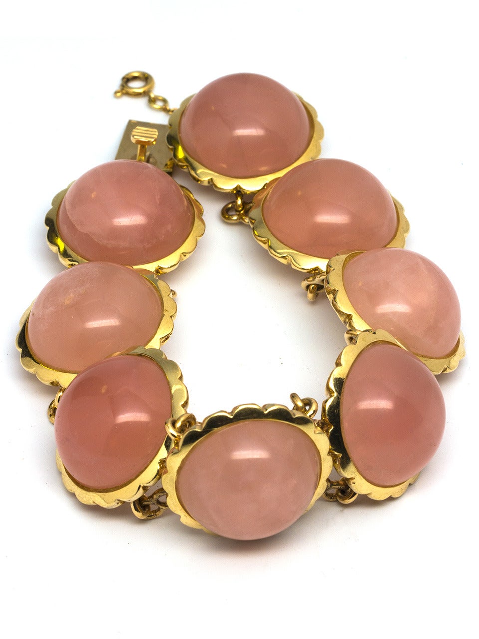 Rose Quartz Yellow Gold Bracelet For Sale at 1stDibs