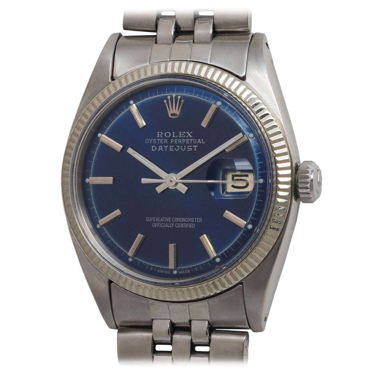 Rolex Stainless Steel Datejust Wristwatch Ref 1570 with Custom-Colored ...