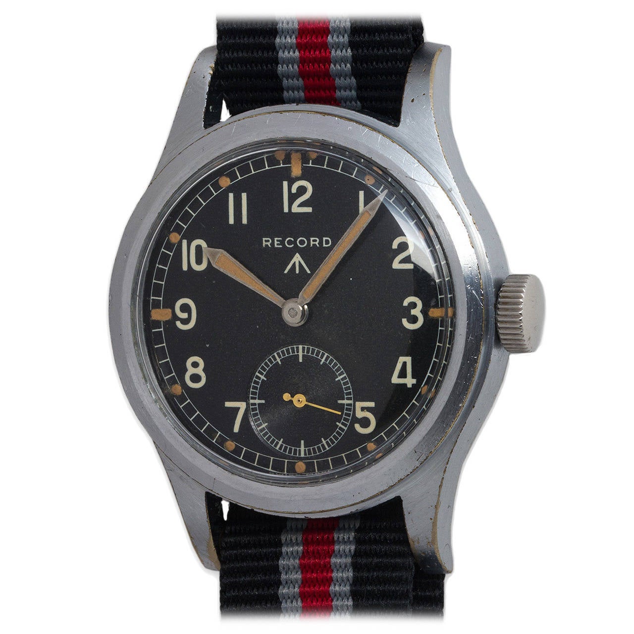 Record Chromed Metal Military Wristwatch circa 1950s at 1stDibs