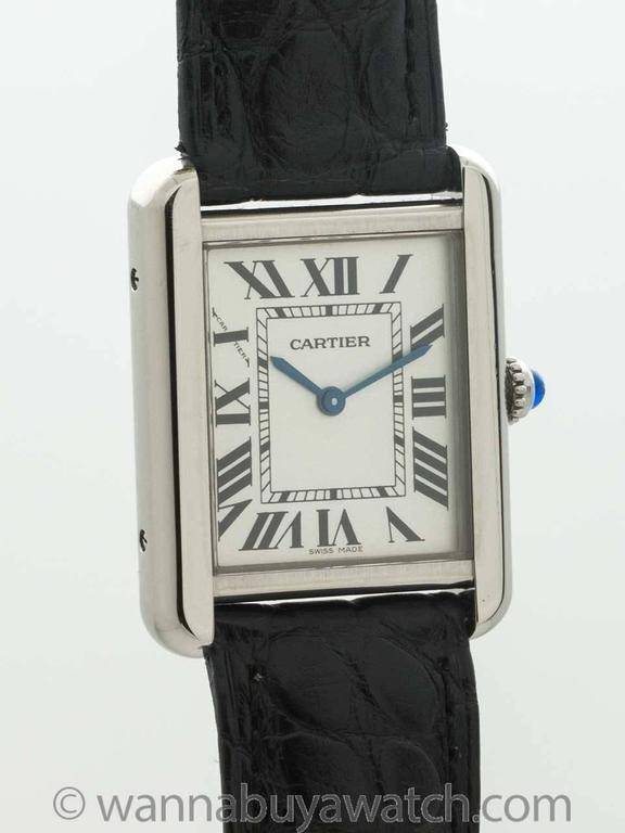 Cartier Stainless Steel Tank Solo Quartz Wristwatch at 1stDibs