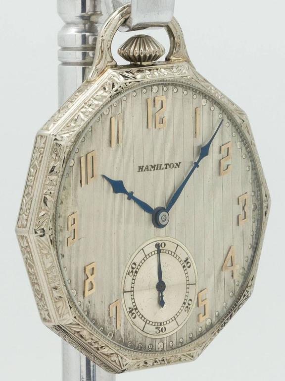 Hamilton White Gold Dress Pocket Watch, circa 1929 at 1stDibs | white ...