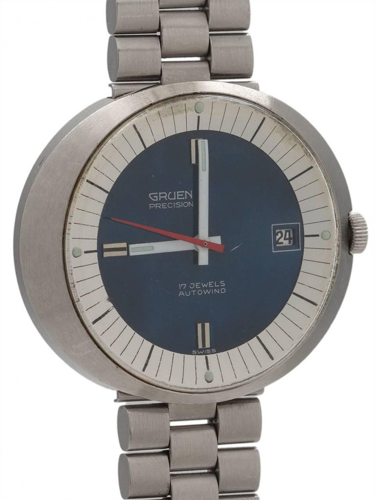 Gruen Stainless Steel Precision Automatic Wristwatch, circa 1970s For ...
