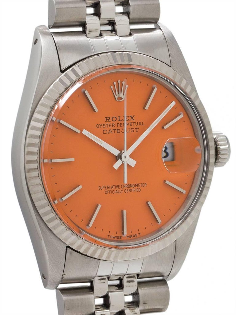 Rolex Stainless Steel Datejust Orange Sherbet Automatic Wristwatch at ...