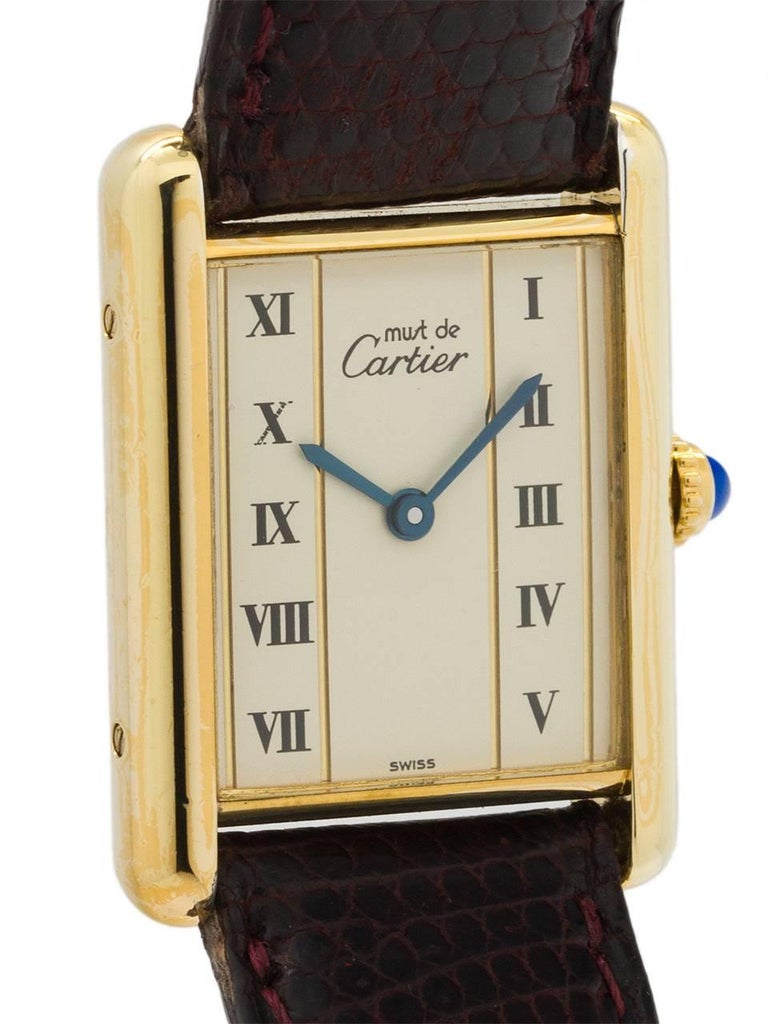Cartier Vermeil Must de Cartier Tank Louis Quartz Wristwatch, circa ...