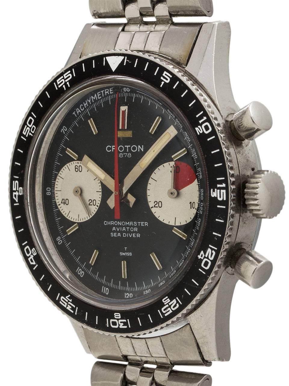 Croton Stainless Steel Chronomaster Aviator Seadiver Manual Wristwatch ...