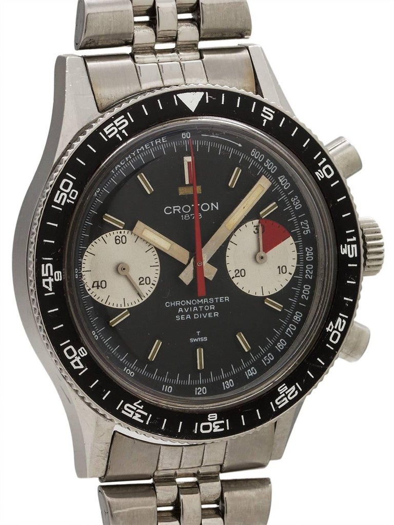 Croton Stainless Steel Chronomaster Aviator Seadiver Manual Wristwatch ...
