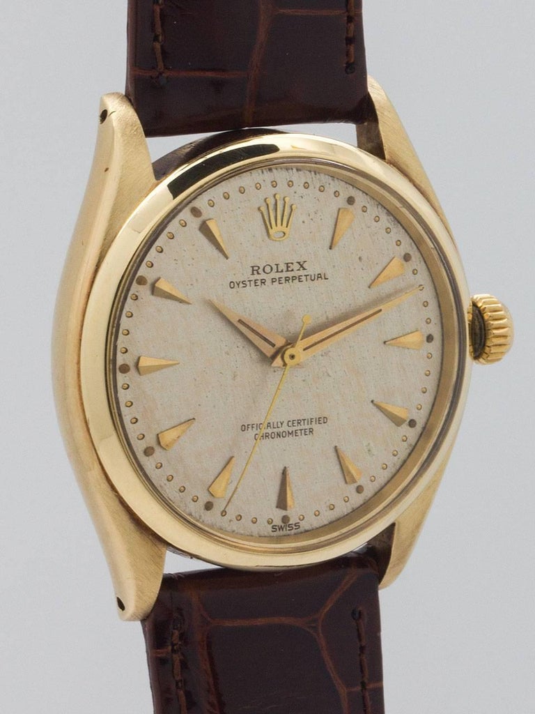 Rolex Yellow Gold Oyster Perpetual self winding wristwatch Ref 6564 ...