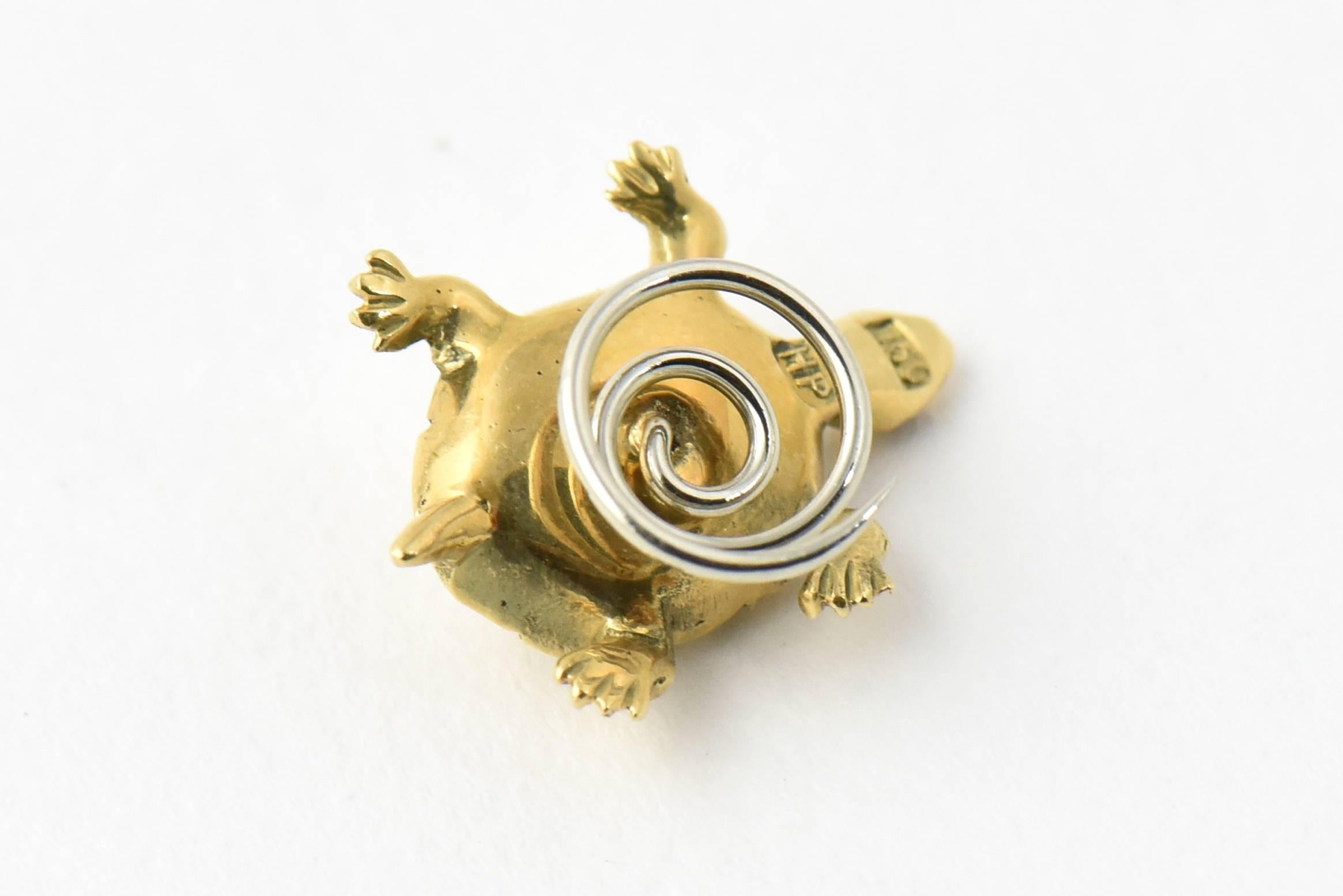 Enamel Gold Turtle Hat Hair Veil or Lapel Pin Brooch For Sale at ...
