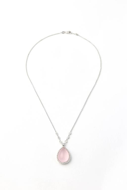 Favero Rose Quartz and Diamond Drop Gold Teardrop Necklace at 1stDibs ...