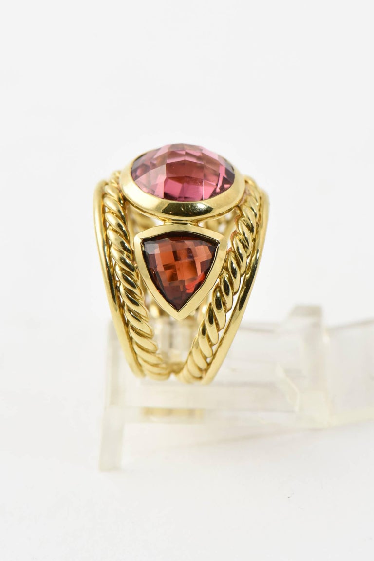 David Yurman Renaissance Rubelite Garnet Gold Ring at 1stDibs | david ...