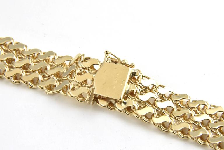 Mid Century Wide Triple Row Interwoven Gold S Link Chain Necklace at ...