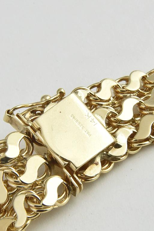 Mid Century Wide Triple Row Interwoven Gold S Link Chain Necklace at ...