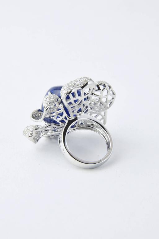 Modern Large Tanzanite Diamond Gold Flower Statement Ring For Sale at ...