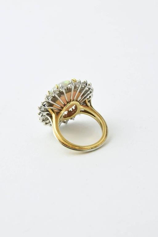 Fine Gray Crystal Australian Opal Diamond Two Color Gold Ring at ...