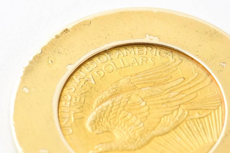1908 Liberty $20 Gold Coin with 1960s Bark Gold Frame at 1stDibs | bark ...