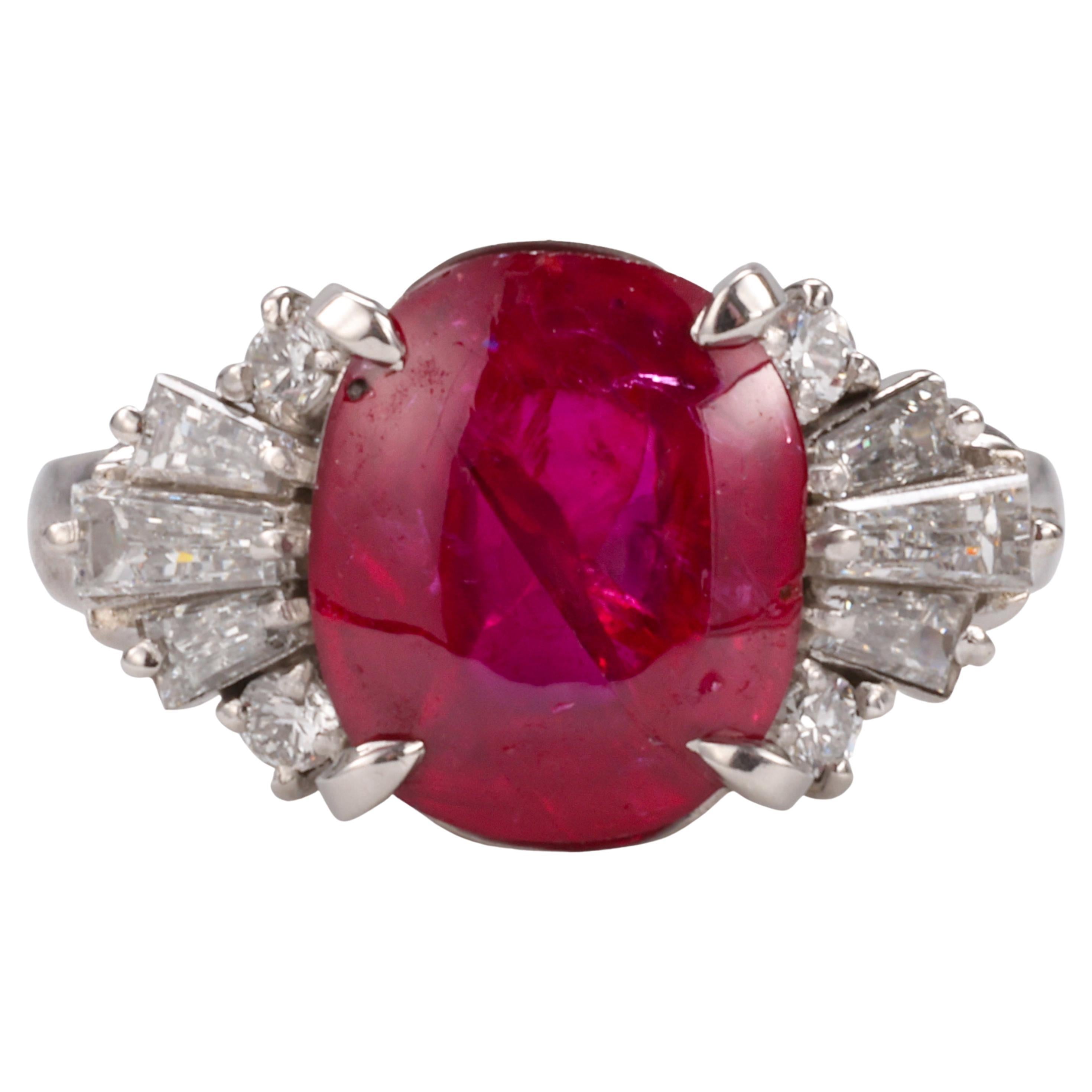 5 Carat No Heat Burma Ruby Diamond Ring For Sale at 1stDibs | burmese ...